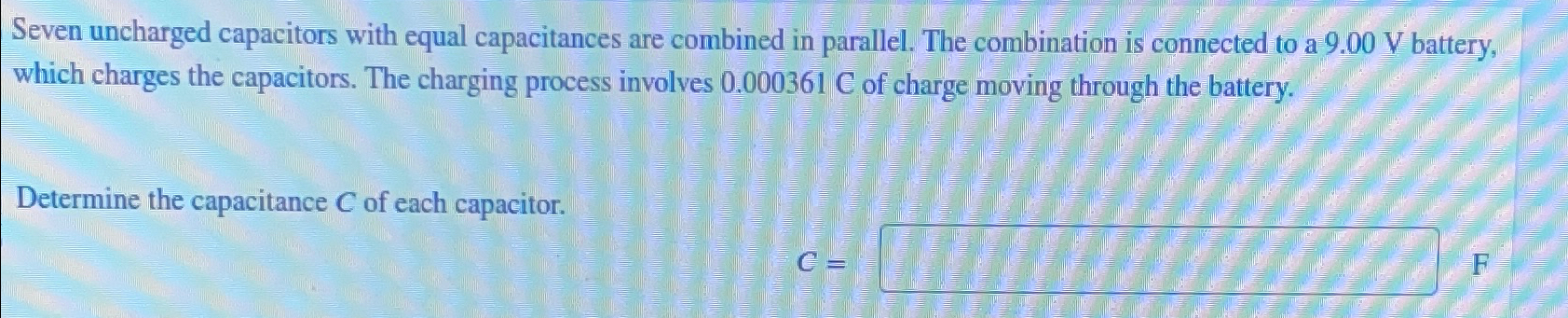 Solved Seven uncharged capacitors with equal capacitances | Chegg.com