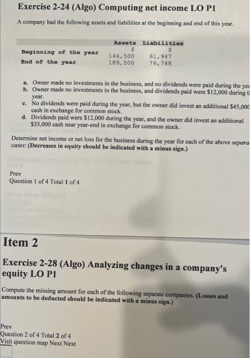 Solved Exercise 2-24 (Algo) Computing net income LO P1 A | Chegg.com