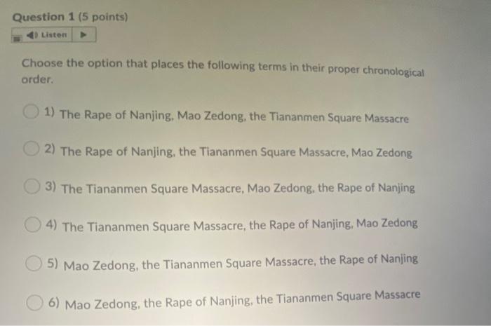 Solved Question 1 (5 points) Listen Choose the option that | Chegg.com