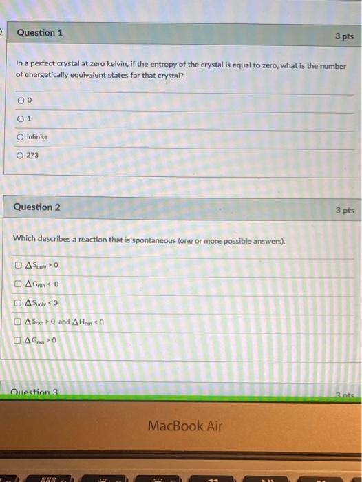 Solved Question 1 3 pts In a perfect crystal at zero kelvin, | Chegg.com
