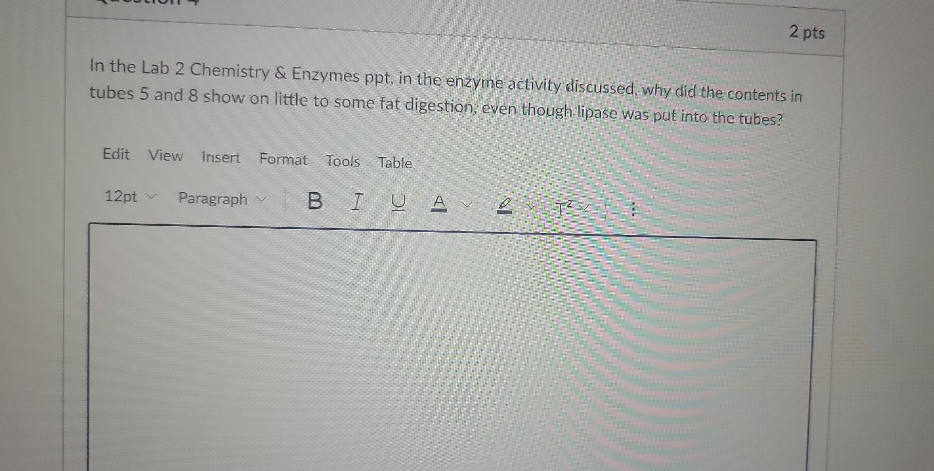 In the Lab 2 Chemistry \& Enzymes ppt, in the enzyme | Chegg.com