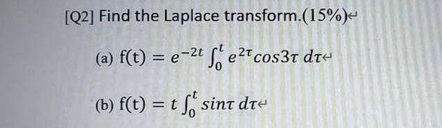 Solved [Q2] Find the Laplace transform.(15\%) (a) | Chegg.com