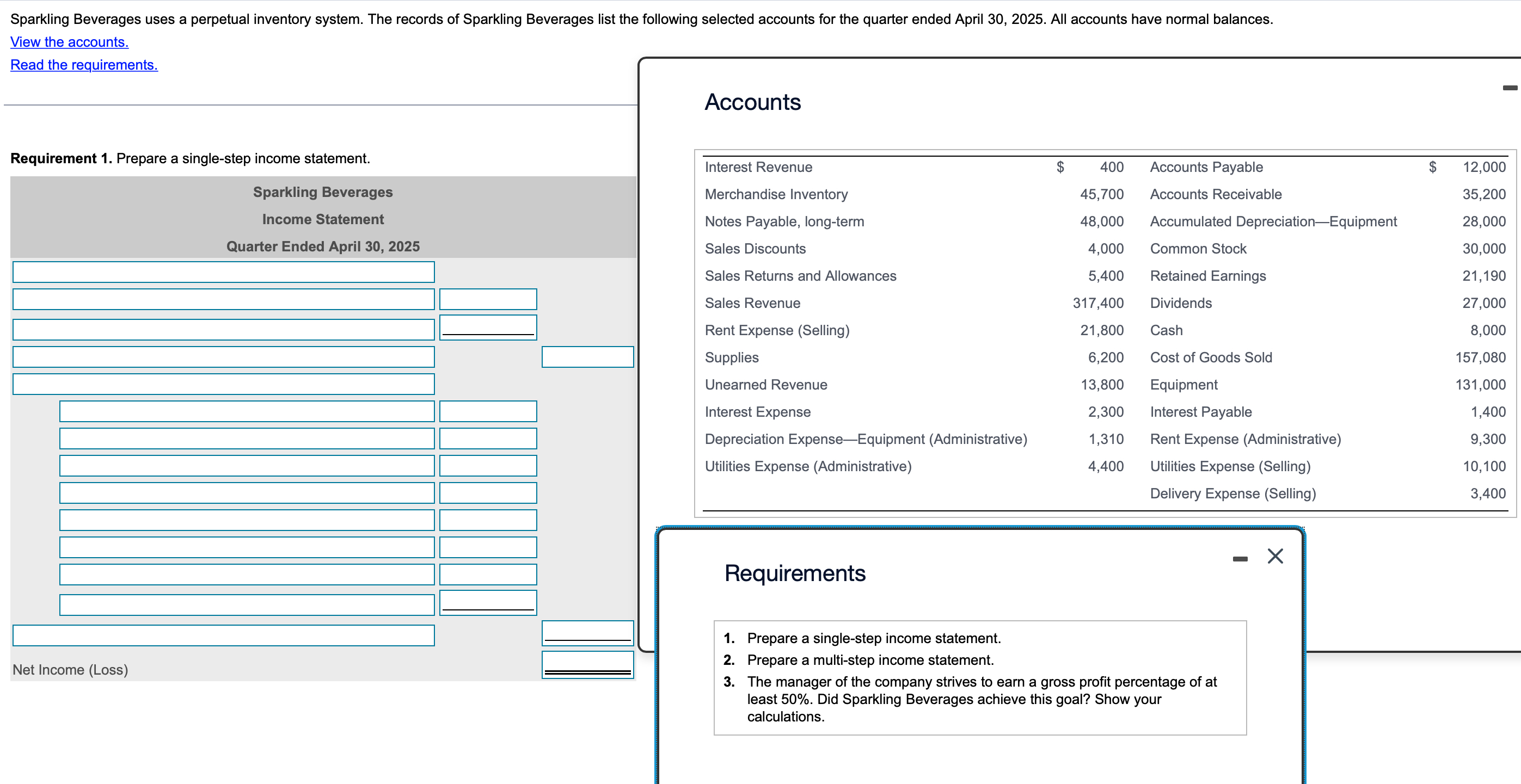 Solved Sparkling Beverages uses a perpetual inventory | Chegg.com