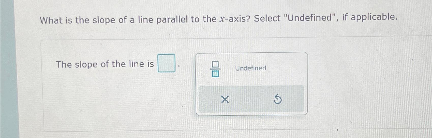 Solved What is the slope of a line parallel to the x-axis? | Chegg.com