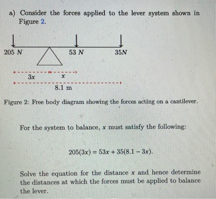 Solved a) Consider the forces applied to the lever system | Chegg.com