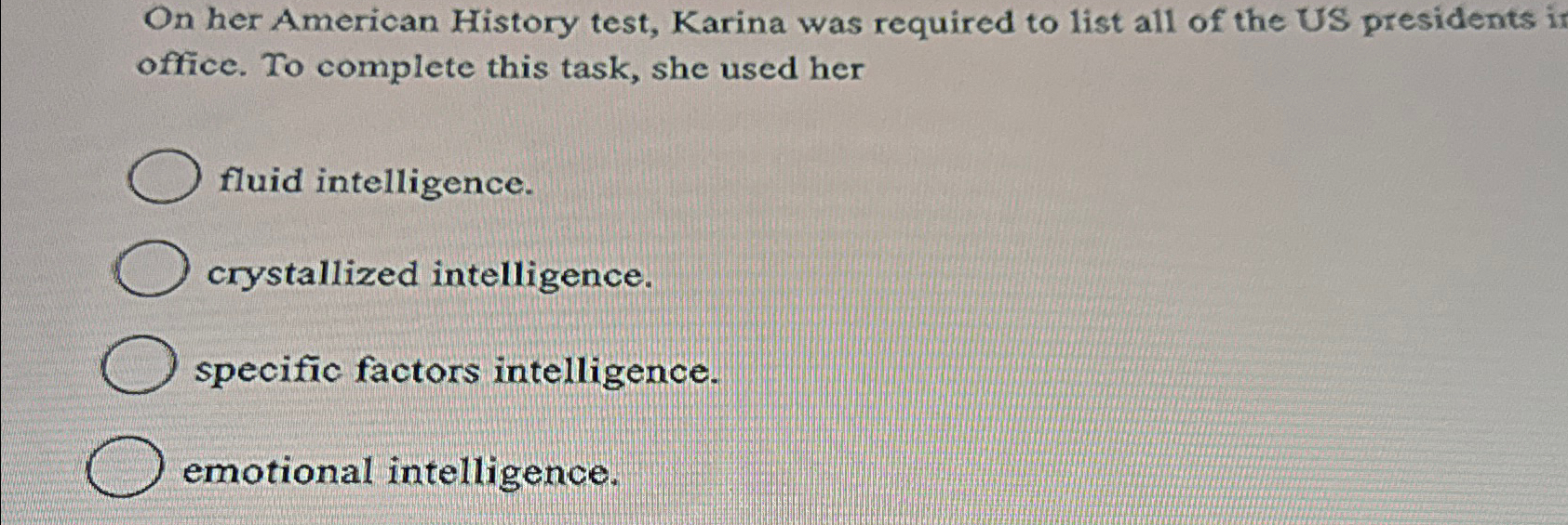 Solved On her American History test, Karina was required to | Chegg.com
