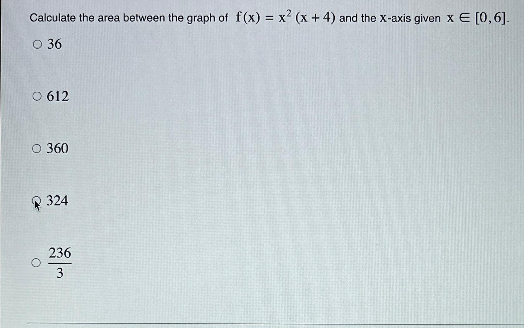 Solved Calculate the area between the graph of f(x)=x2(x+4) | Chegg.com