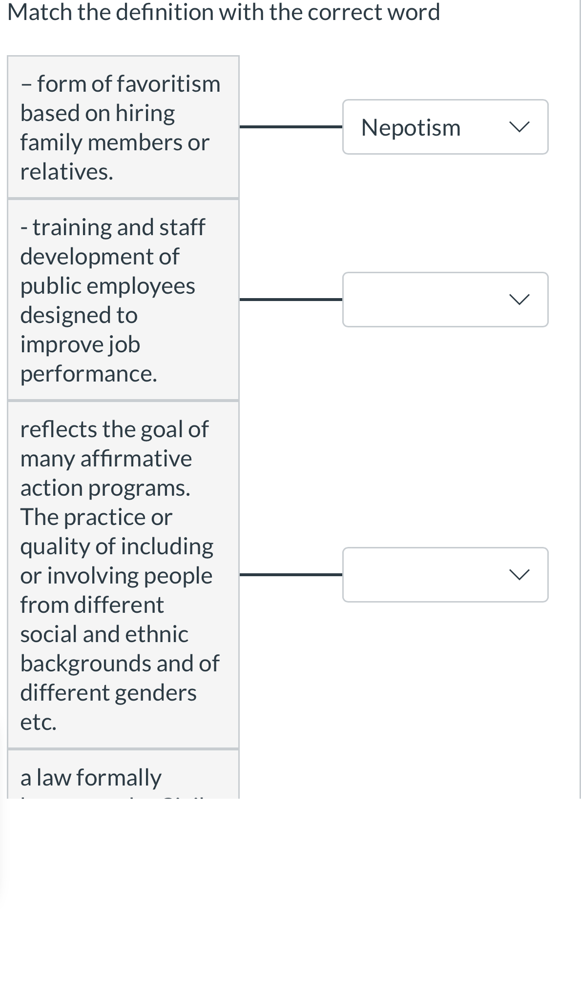 Solved Match the definition with the correct word\table[[- | Chegg.com