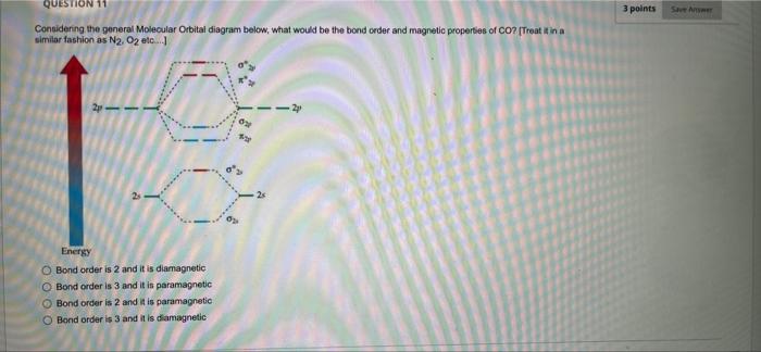 Solved Considering The General Molecular Orbital Diagram