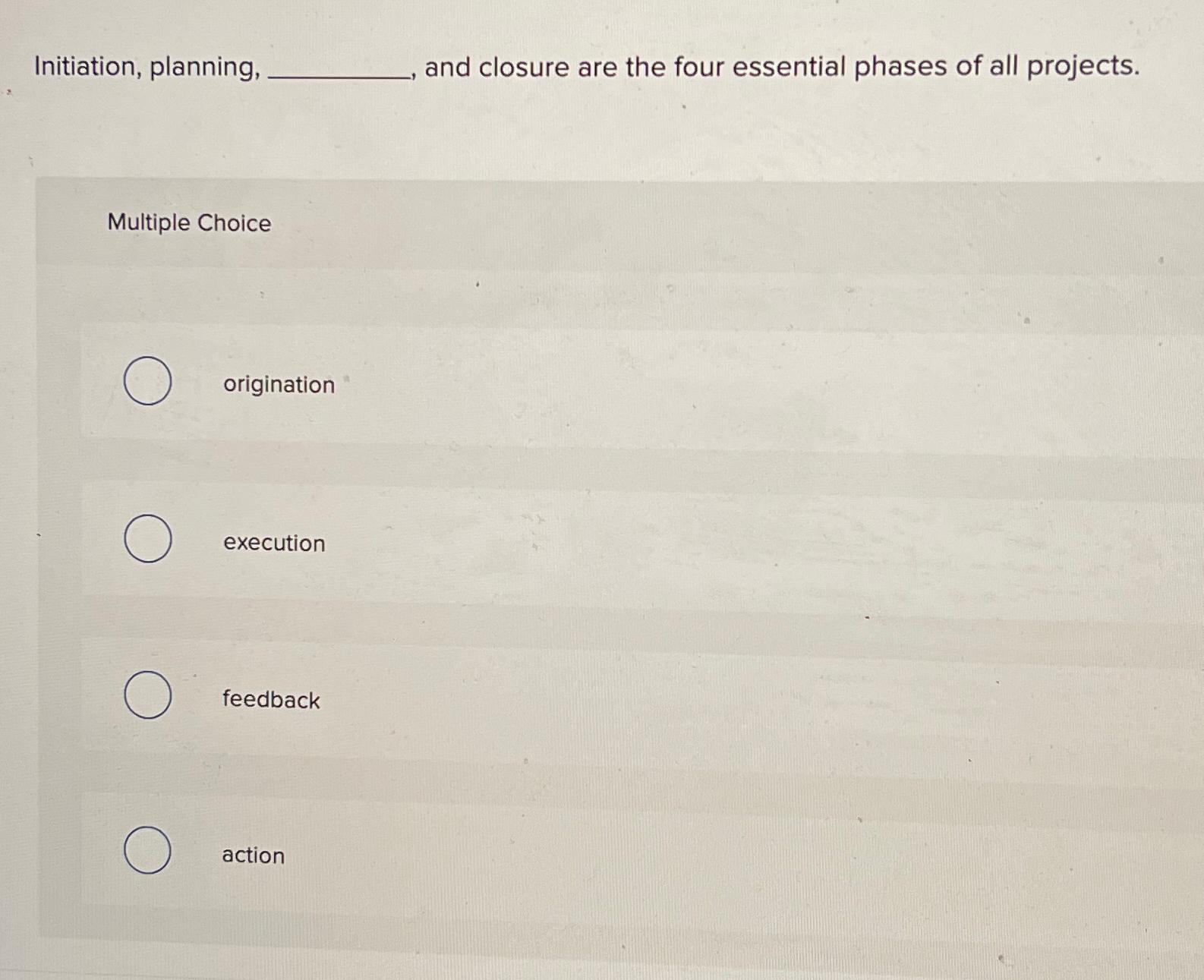 Solved Initiation, planning, and closure are the four | Chegg.com