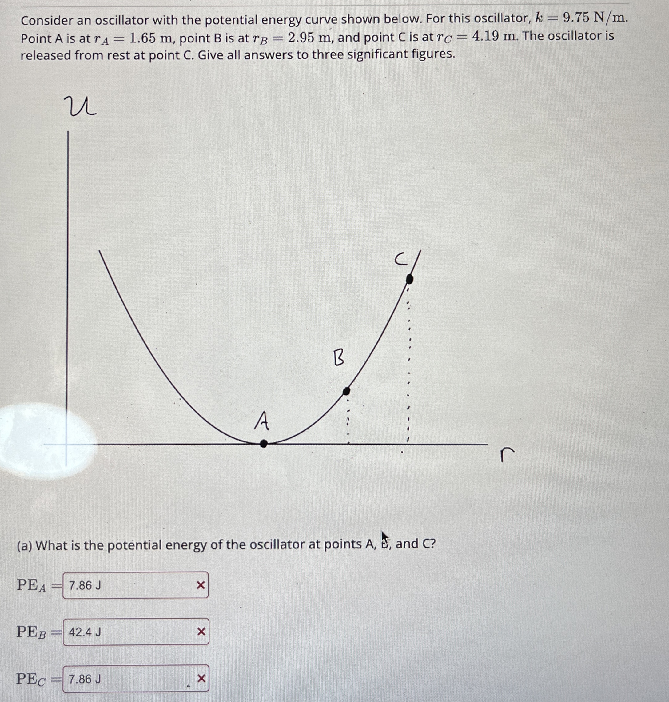 Solved Consider an oscillator with the potential energy | Chegg.com