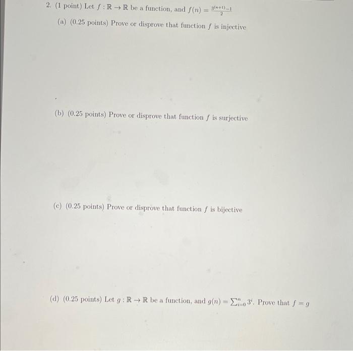 Solved 2. (1 point) Let S : RR be a function, and f(n) = 36) | Chegg.com