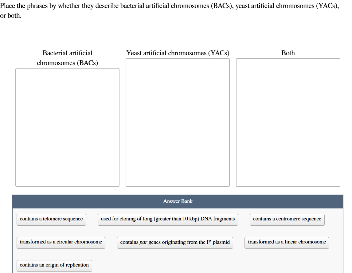 Solved Place the phrases by whether they describe bacterial | Chegg.com