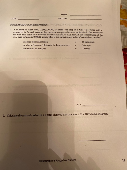 NAME SECTION DATE POSTLABORATORY ASSIGNMENT 1. A | Chegg.com