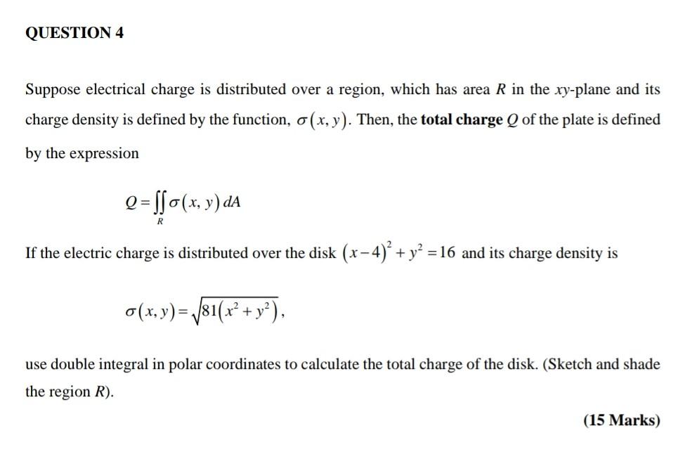 Solved Suppose electrical charge is distributed over a | Chegg.com