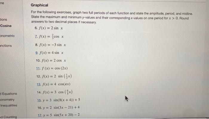 Solved Graphical For the following exercises, graph two full | Chegg.com