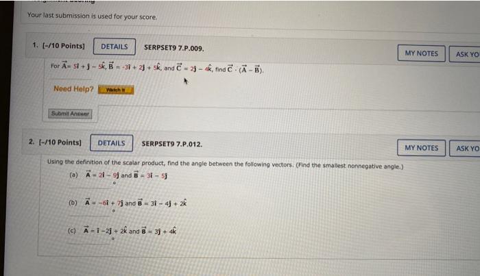 Solved For A=5i+j−5k^,B=−3i^+2j+5k^, and C=2j−4k^, find | Chegg.com