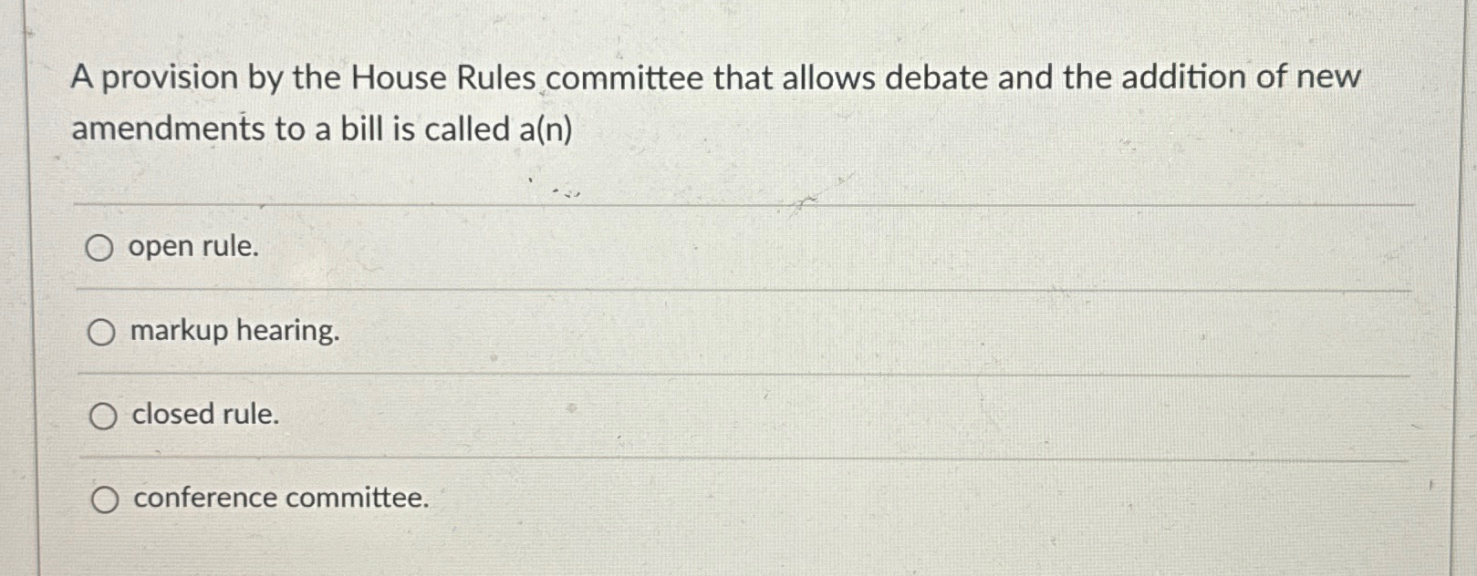 Solved A provision by the House Rules committee that allows | Chegg.com