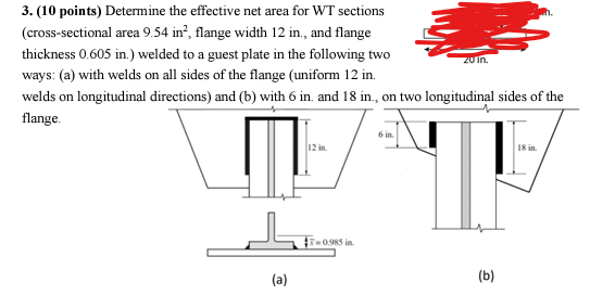 Solved (10 ﻿points) ﻿Determine the effective net area for WT | Chegg.com
