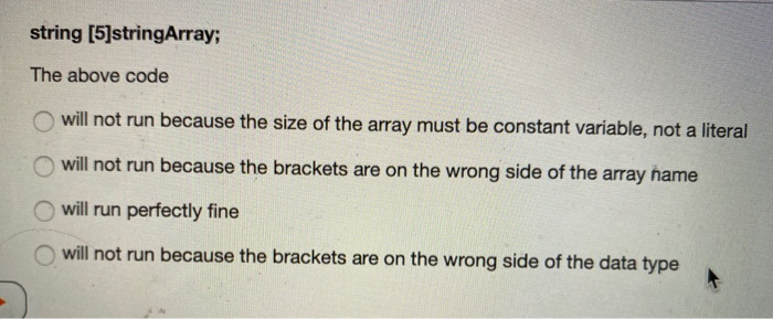 Solved String 5 Stringarray The Above Code Will Not Run 3297
