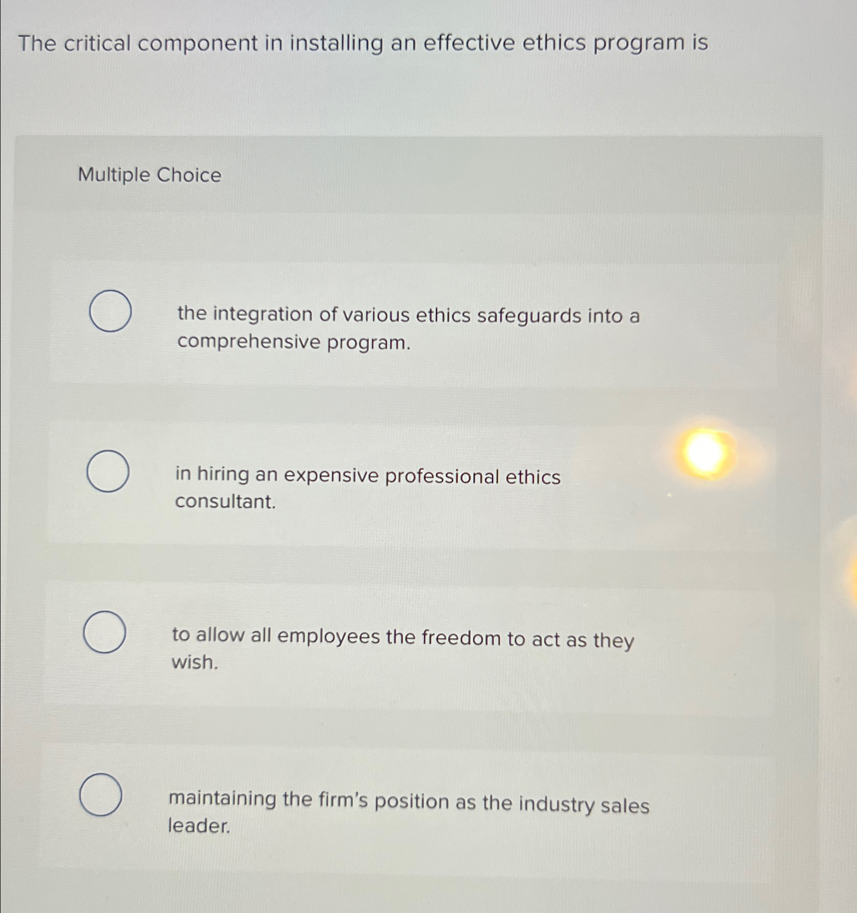 Solved The critical component in installing an effective | Chegg.com