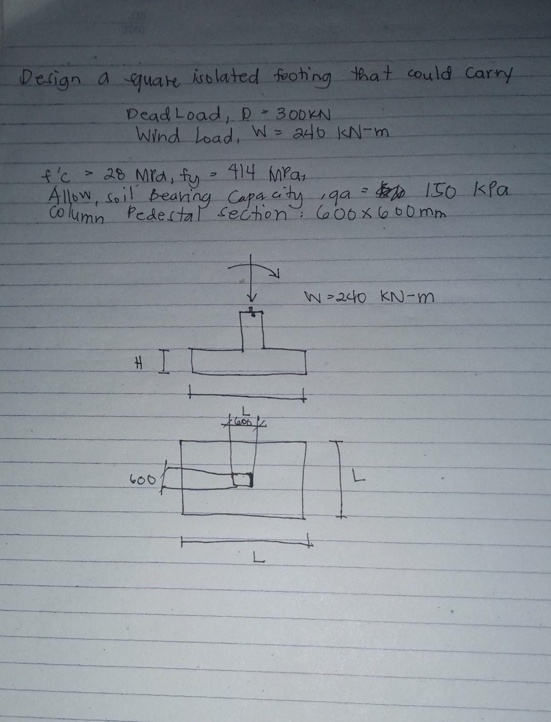 Solved Design a square isolated footing that could carry | Chegg.com