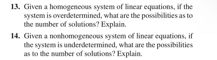 Solved 13 Given A Homogeneous System Of Linear Equations