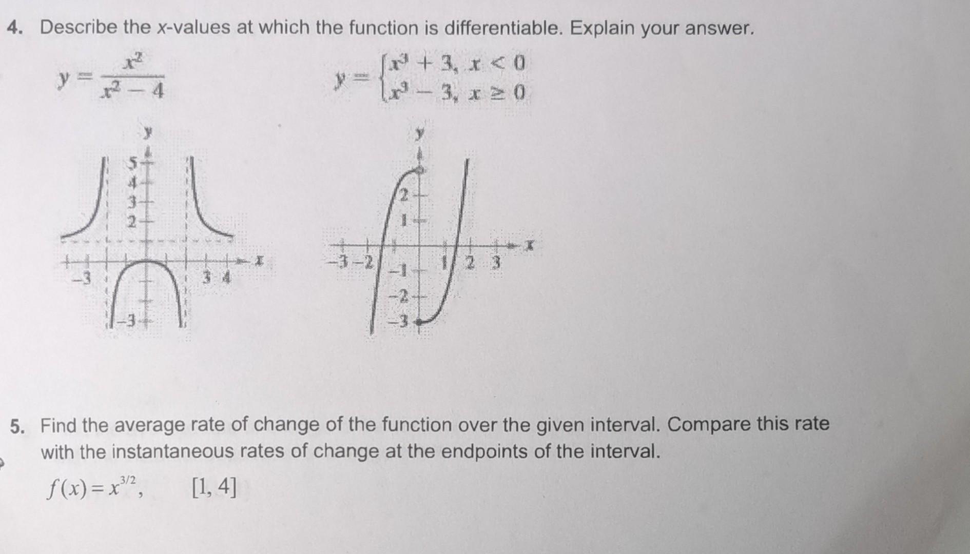 Solved Describe the x-values at which the function is | Chegg.com