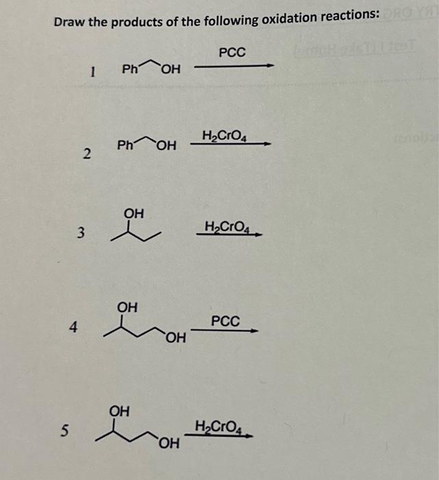 [Solved]: Draw the products of the following oxidation reac