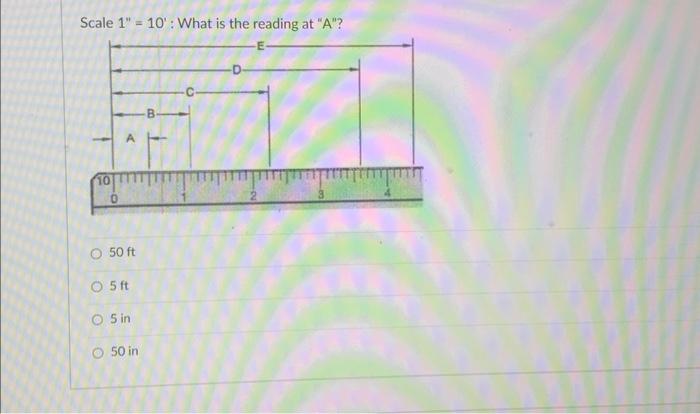 Solved Scale 1"=10′: : What is the reading at "D"? 36 in | Chegg.com