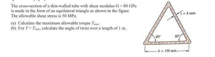 Solved The cross-section of a thin-walled tube with shear | Chegg.com