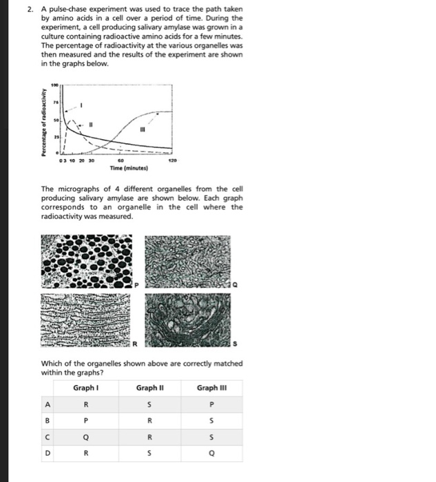 2. A pulse-chase experiment was used to trace the | Chegg.com