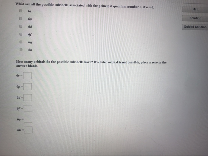 Solved What are all the possible subshells associated with | Chegg.com