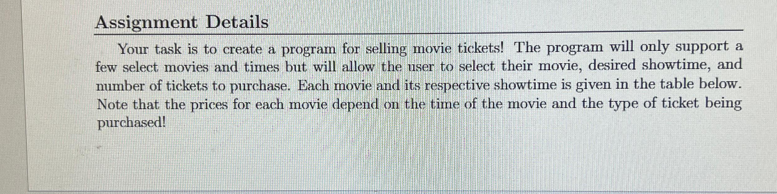 Assignment DetailsYour task is to create a program | Chegg.com