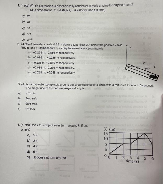 Solved 1. (4 pts) Which expression is dimensionally | Chegg.com