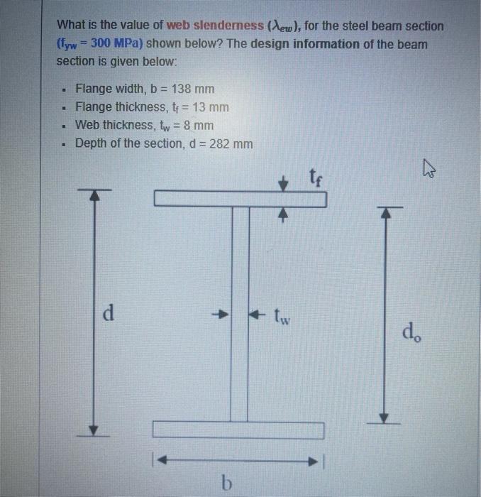 Solved Determine minimum thickness of the web (ty), in mm | Chegg.com