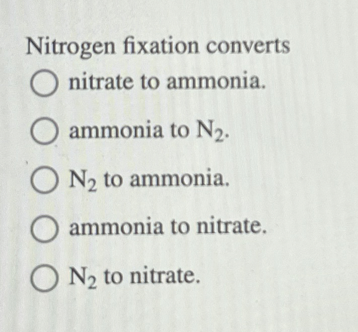 Solved Nitrogen fixation convertsnitrate to ammonia.ammonia | Chegg.com