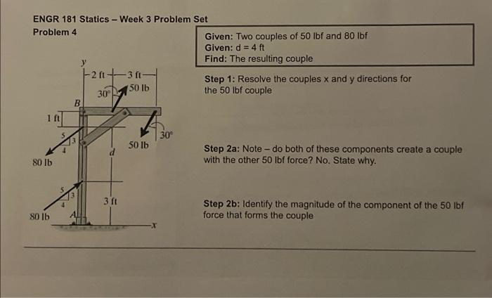 Solved ENGR 181 Statics - Week 3 Problem Set Problem 4 | Chegg.com