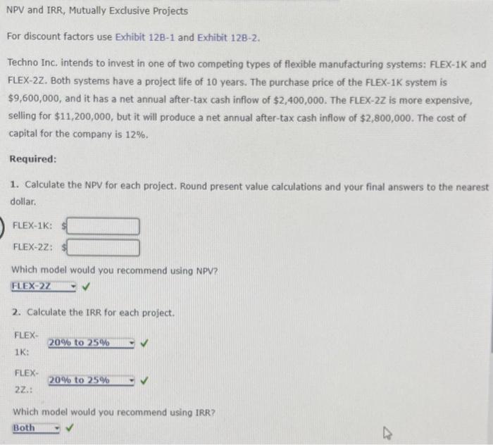 Solved For discount factors use Exhibit 12B-1 and Exhibit 12 | Chegg.com