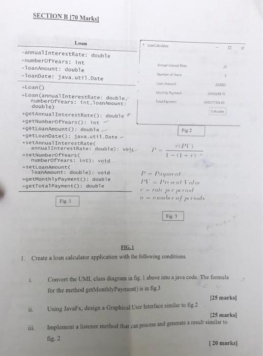 Solved SECTION B [70 Marks] Loan -annualinterestrate: double | Chegg.com