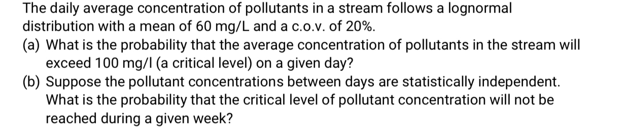 Solved The daily average concentration of pollutants in a | Chegg.com