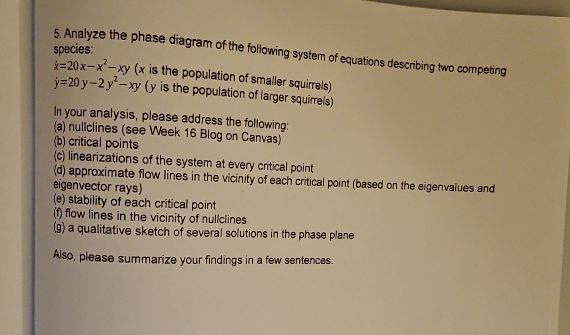 Solved Analyze the phase diagram of the following system of | Chegg.com