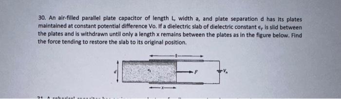 30. An air-filled parallel plate capacitor of length | Chegg.com