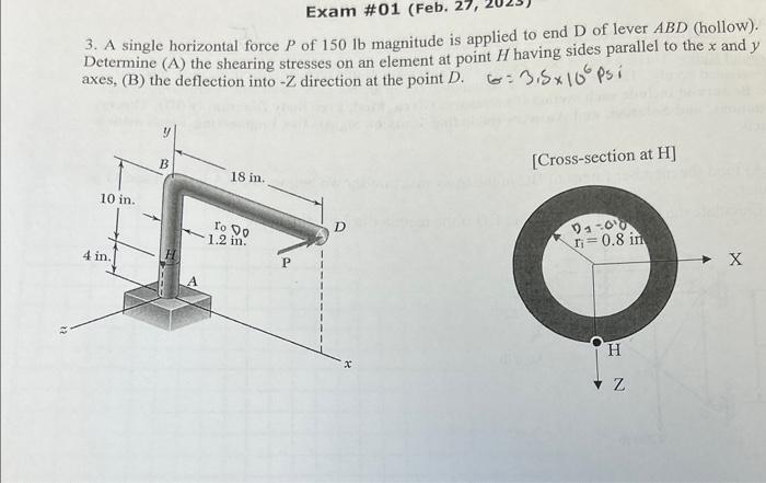 Solved 3. A single horizontal force P of 150lb magnitude is | Chegg.com