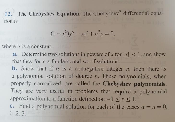 Solved 12. The Chebyshev Equation. The Chebyshev? | Chegg.com