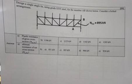 Answer Design a single angle tie, using grade S355 | Chegg.com