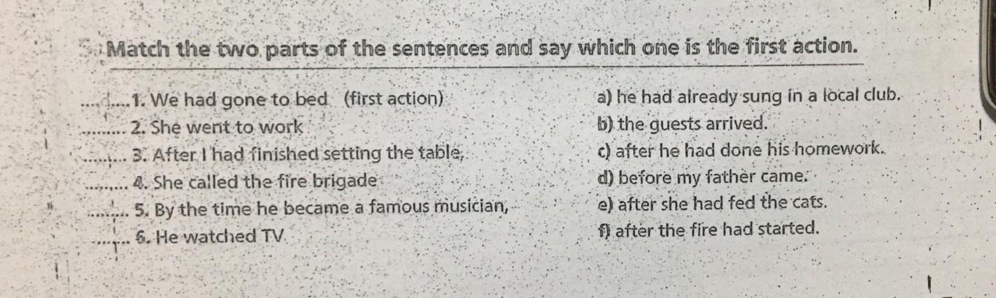 Match the two parts of the sentences and say which | Chegg.com