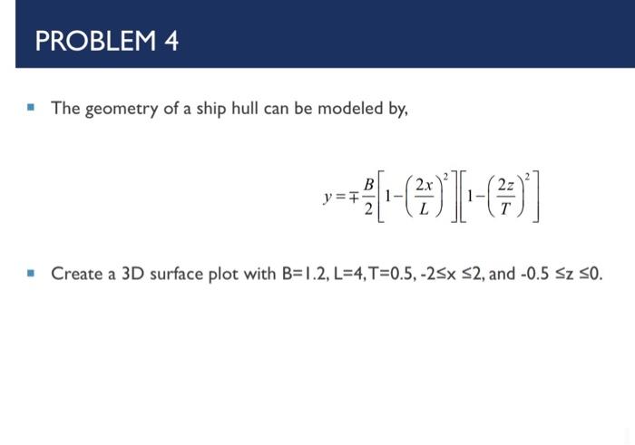 Solved - The geometry of a ship hull can be modeled by, | Chegg.com