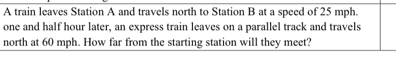 Solved A train leaves Station A and travels north to Station | Chegg.com