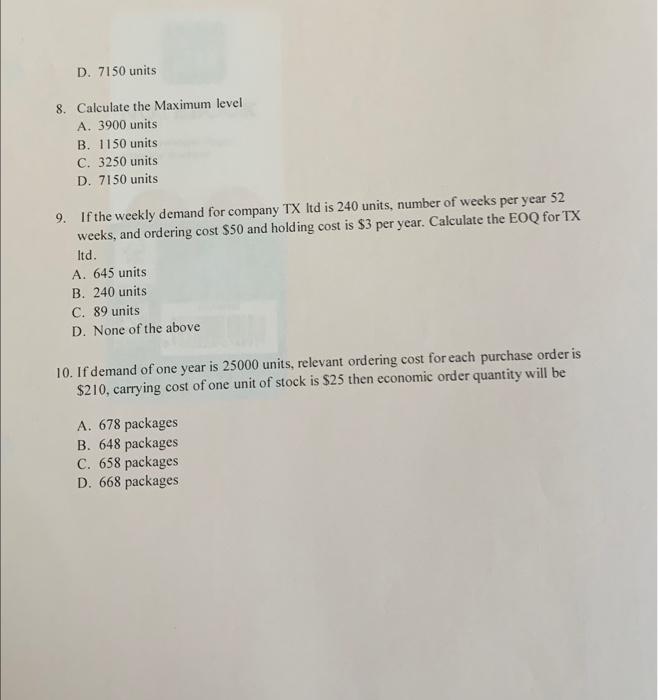 Solved Use the following information to answer questions 6-8 | Chegg.com